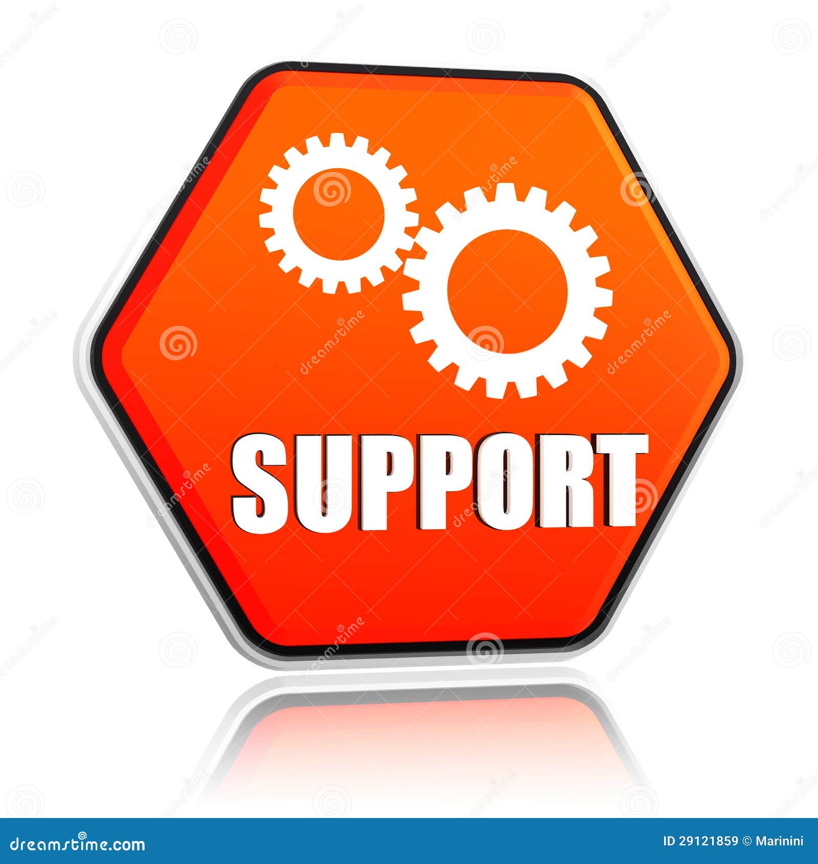 Support and Gears Sign in Hexagon Button Stock Illustration ...