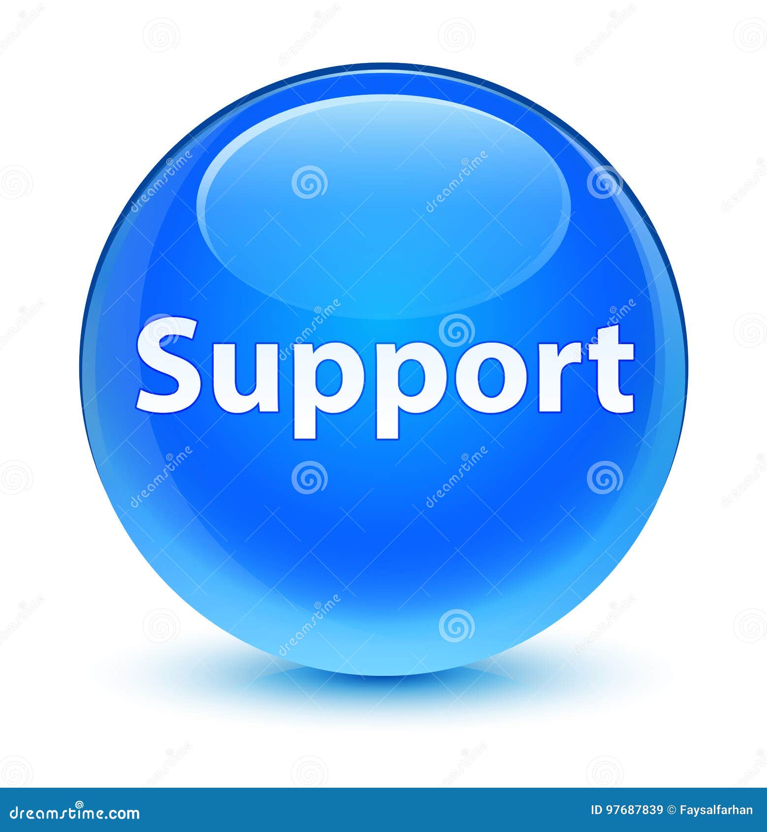 Support Glassy Cyan Blue Round Button Stock Illustration - Illustration ...