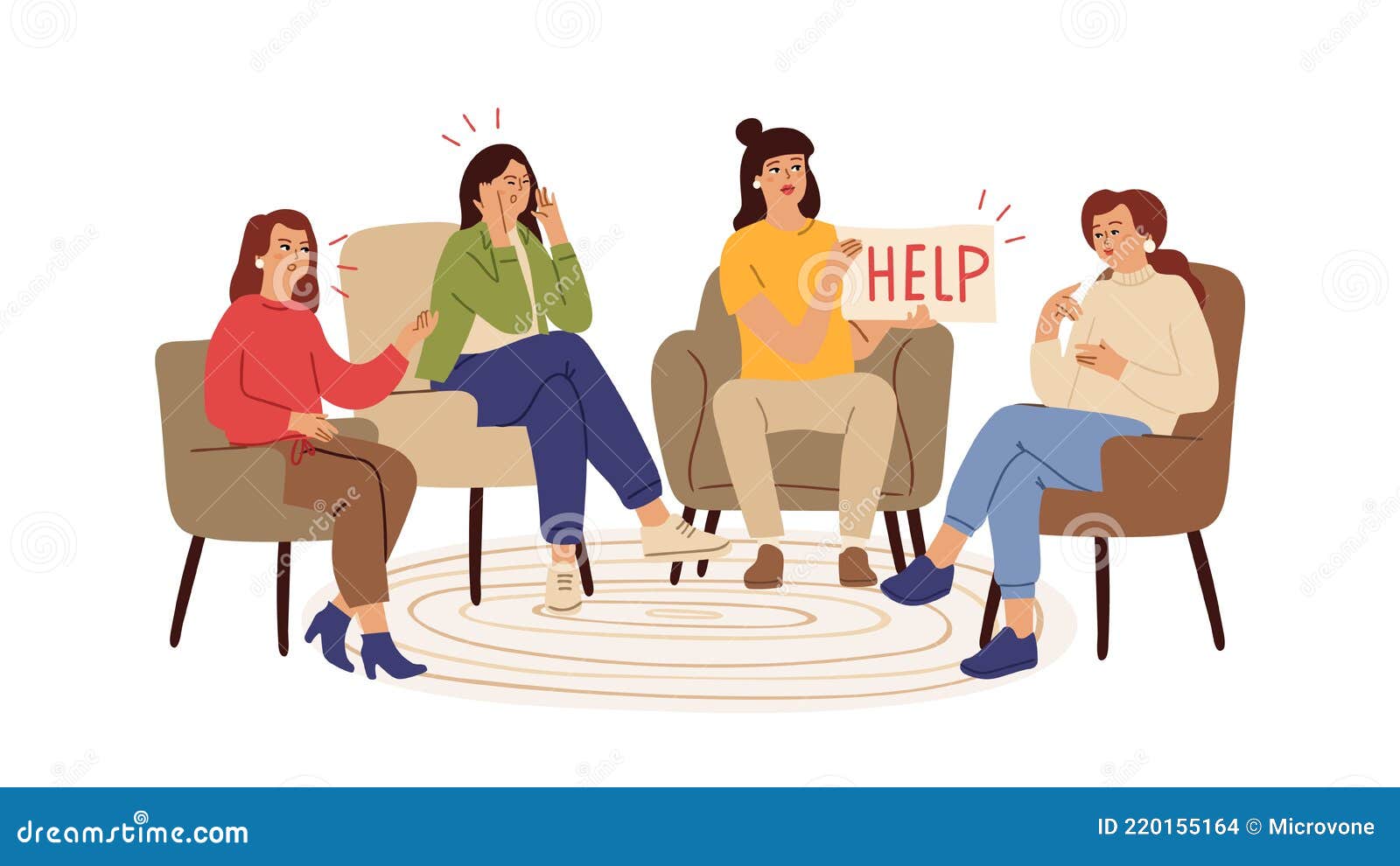 Woman Need Help. Person Drown In Problems. Hand Drawn Sketch Cartoon ...