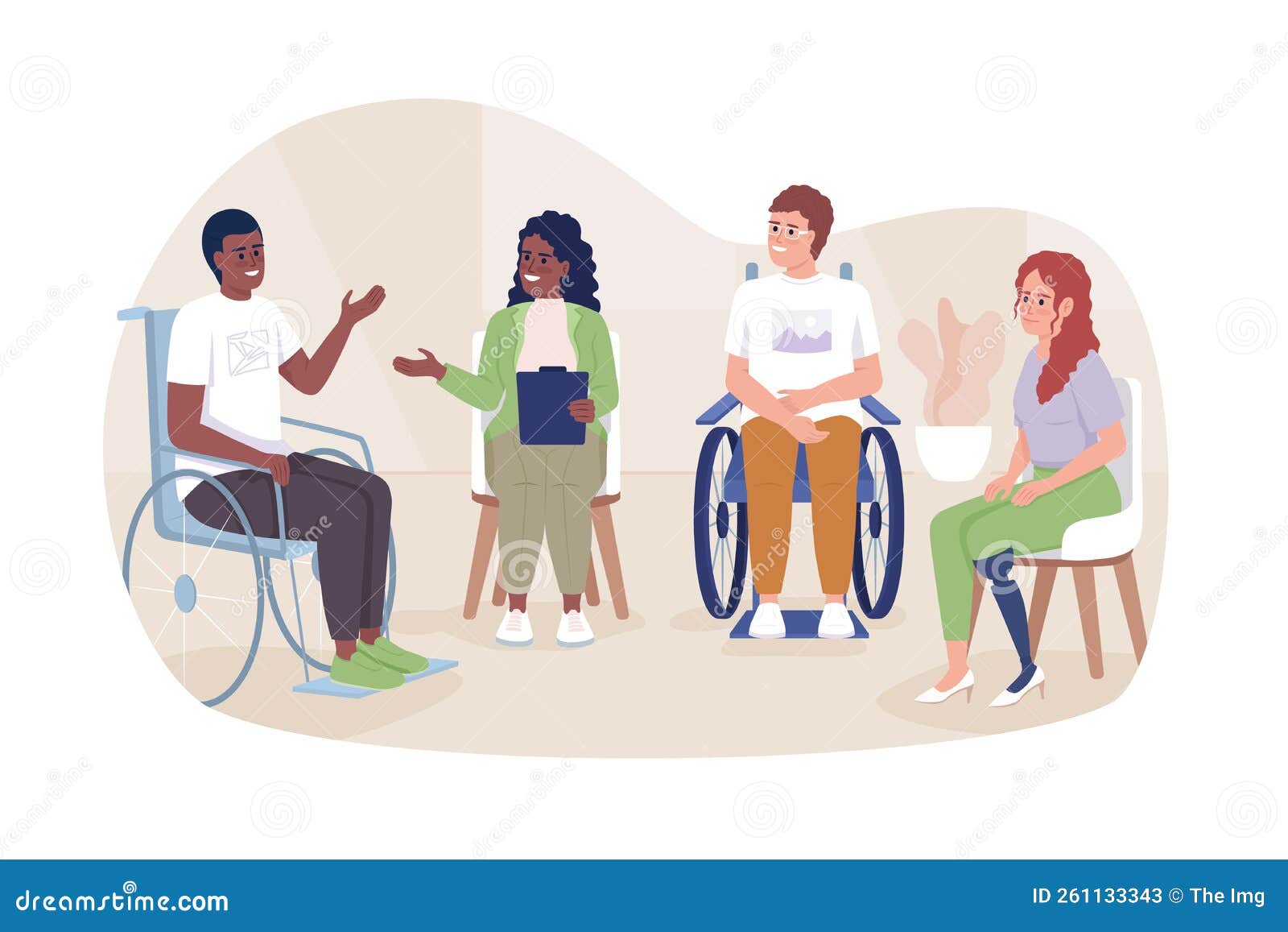 Support Group for Disabled Patients 2D Vector Isolated Illustration ...