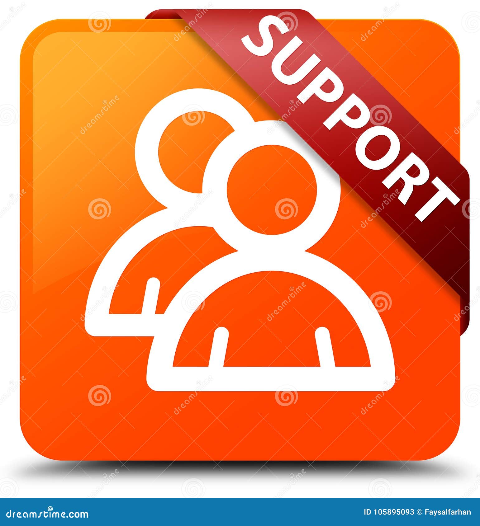 Support (group Icon) Orange Square Button Red Ribbon in Corner Stock ...