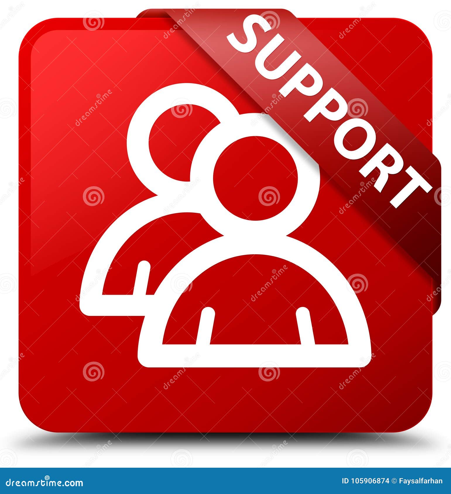 Support (group Icon) Red Square Button Red Ribbon in Corner Stock ...