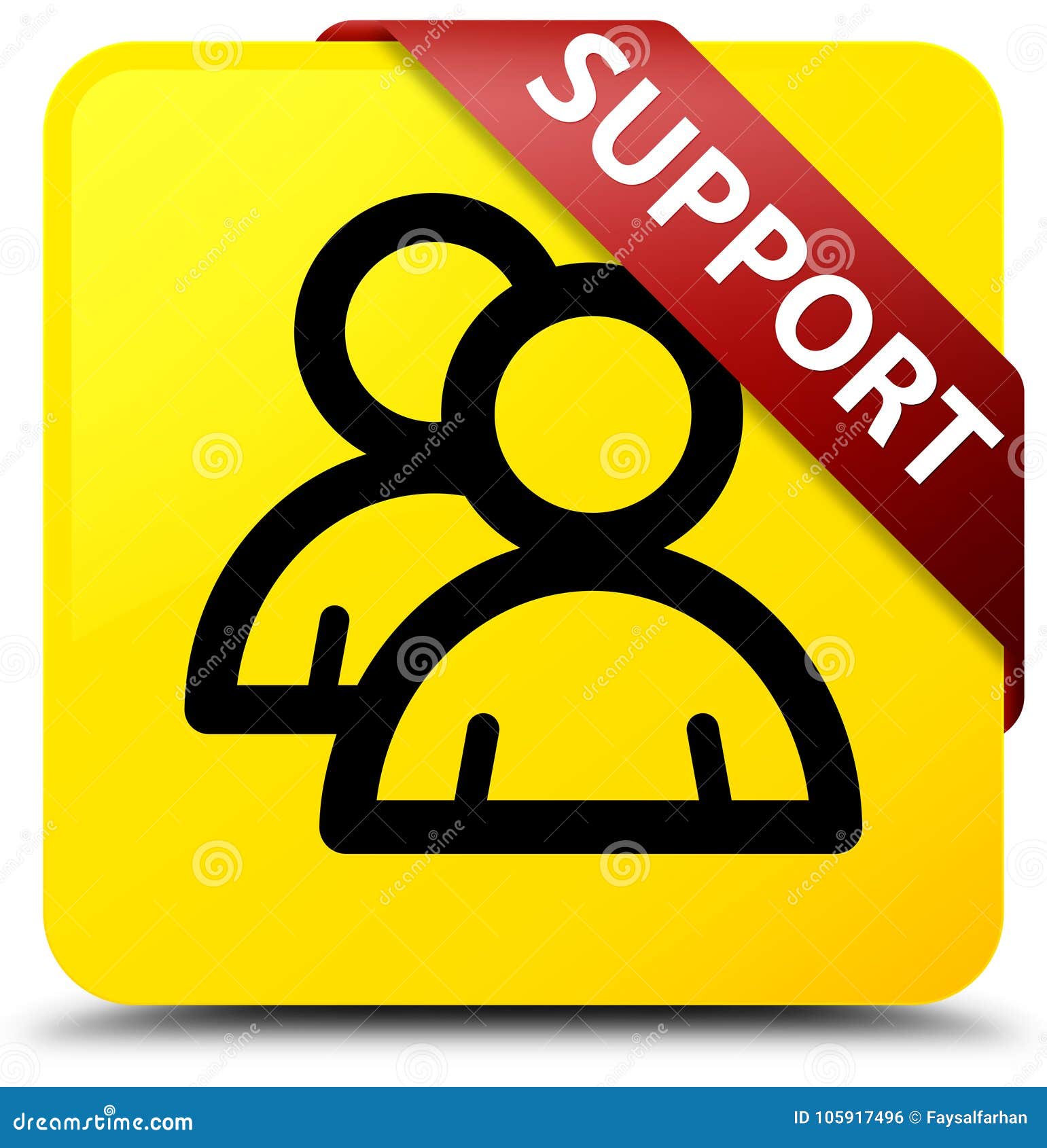 Support (group Icon) Yellow Square Button Red Ribbon in Corner Stock ...
