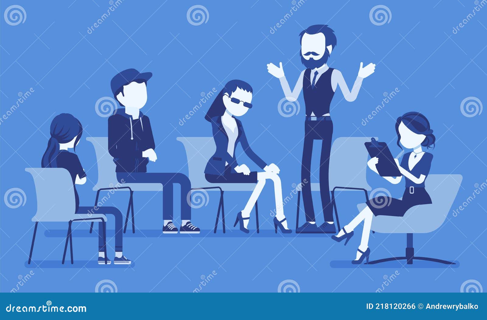 Support Group Meeting, Social Unity Working Interaction Stock Vector ...