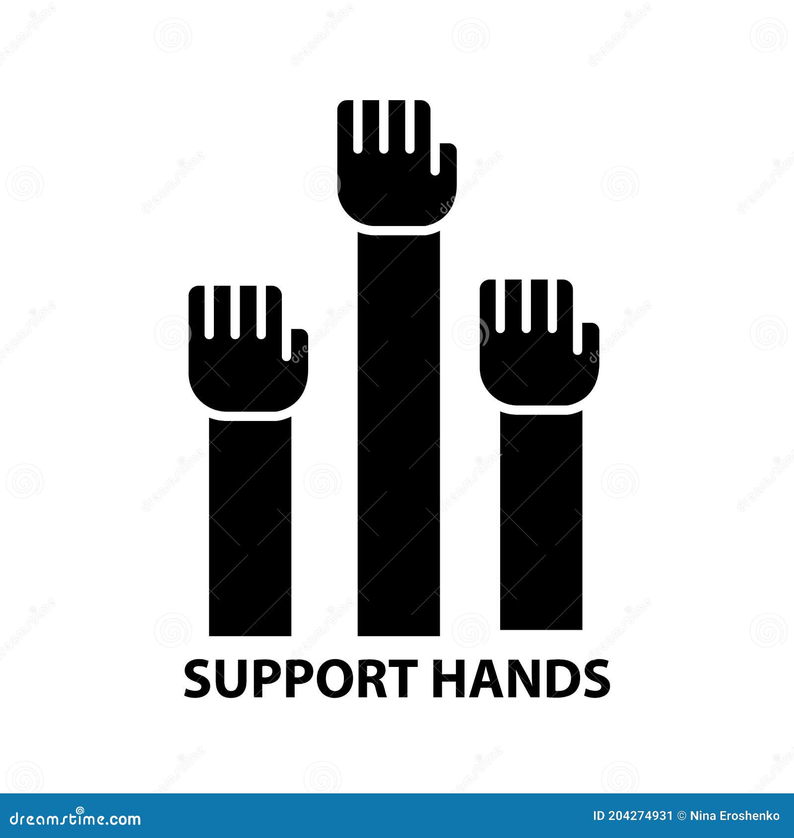 Support Hands Icon, Black Vector Sign with Editable Strokes, Concept ...