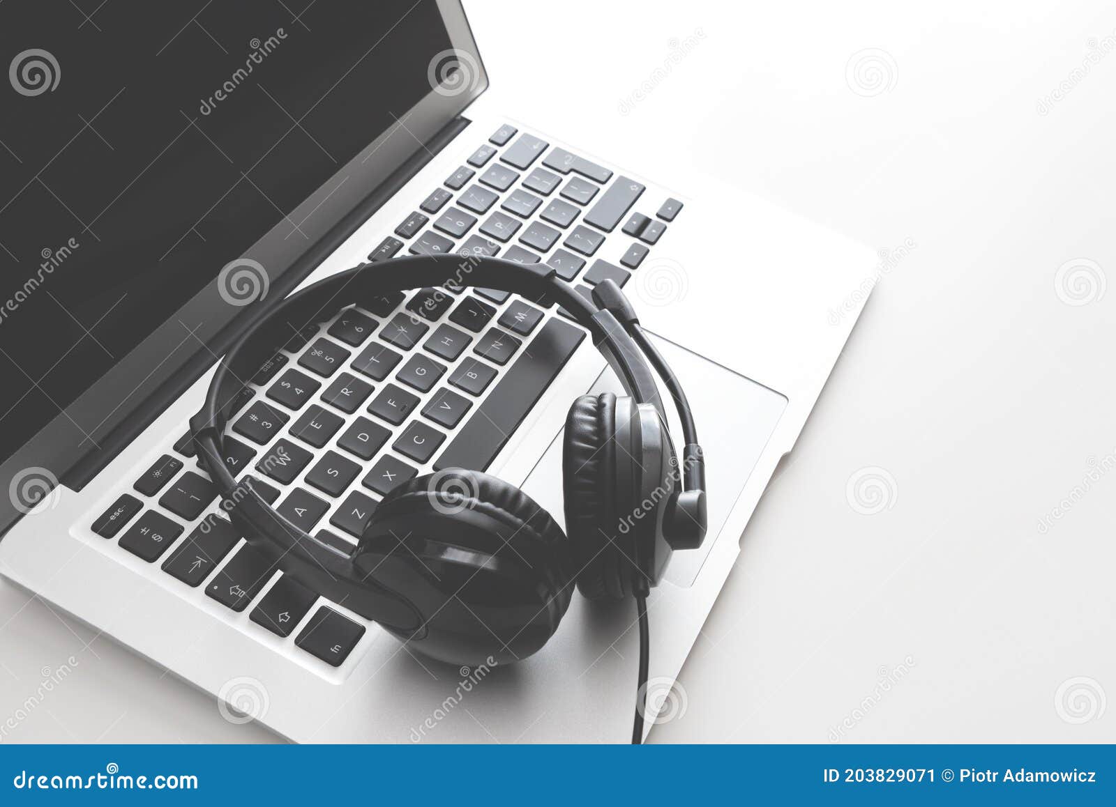 Support Headset and Laptop in Call Center Stock Image - Image of ...