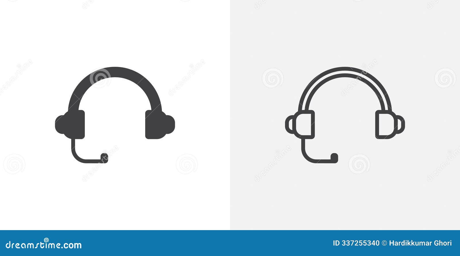 Support Headsetline in Thin Line Black Color. Flat Simple Vector ...