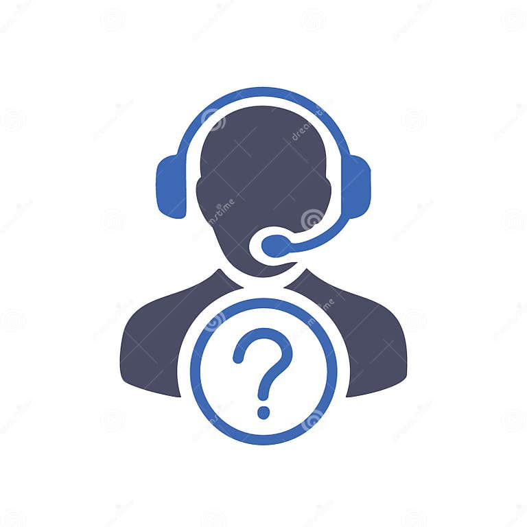 Support Help Icon. Support Person with a Question Mark, Symbolizing a ...