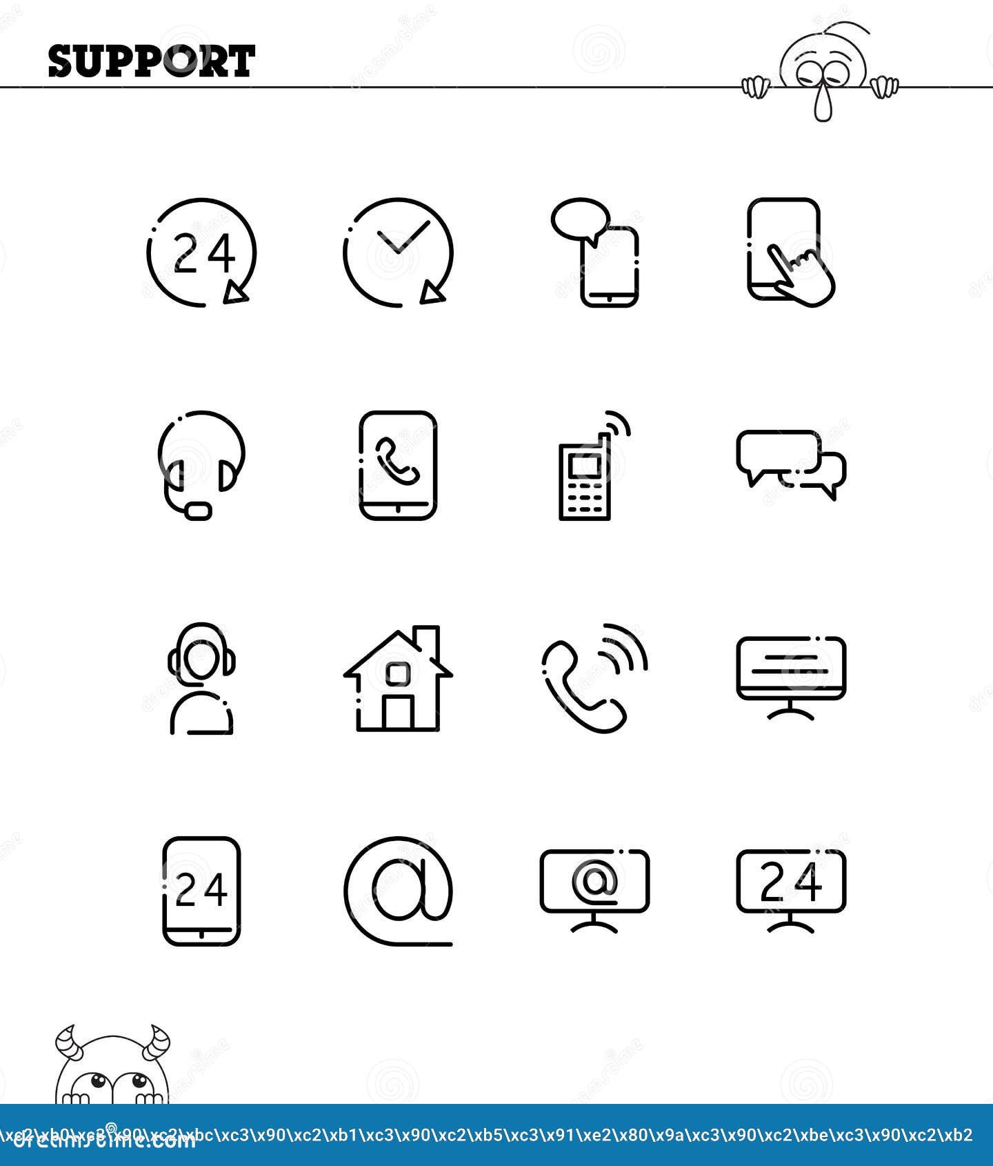 Support and help icon set stock vector. Illustration of network - 85179928