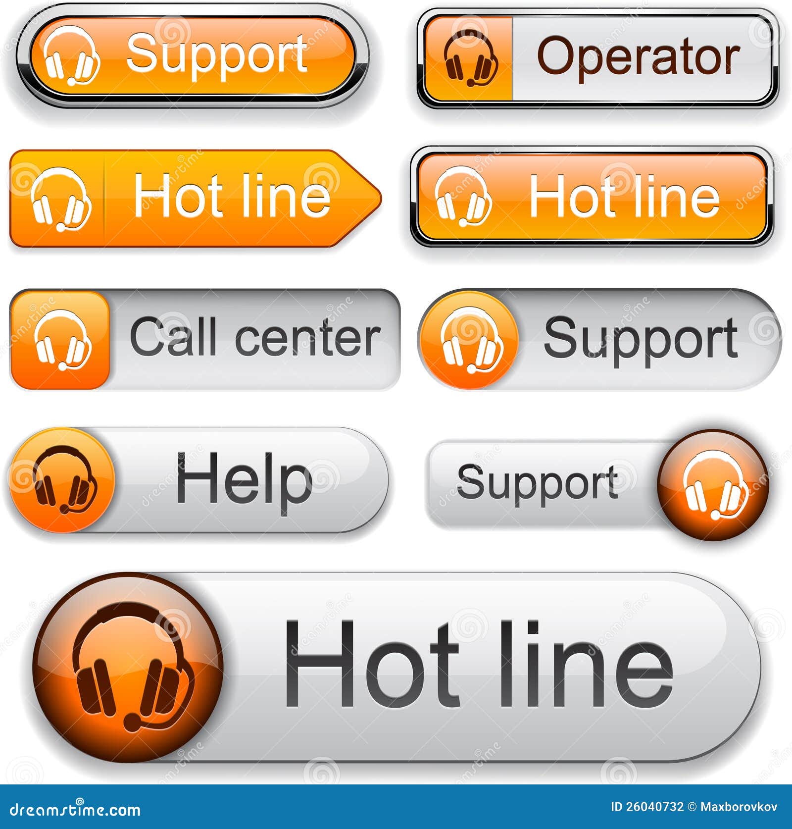 Support High-detailed Modern Buttons. Stock Vector - Illustration of ...