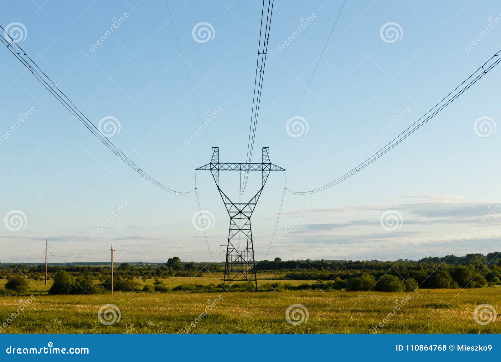 Support of High-voltage Power Line in the Field Stock Photo - Image of ...