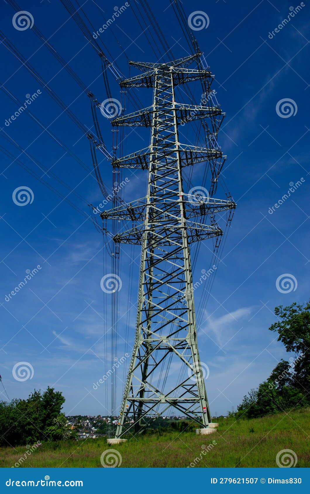 Support Highvoltage Power Line in Germany on the Background of Nature ...