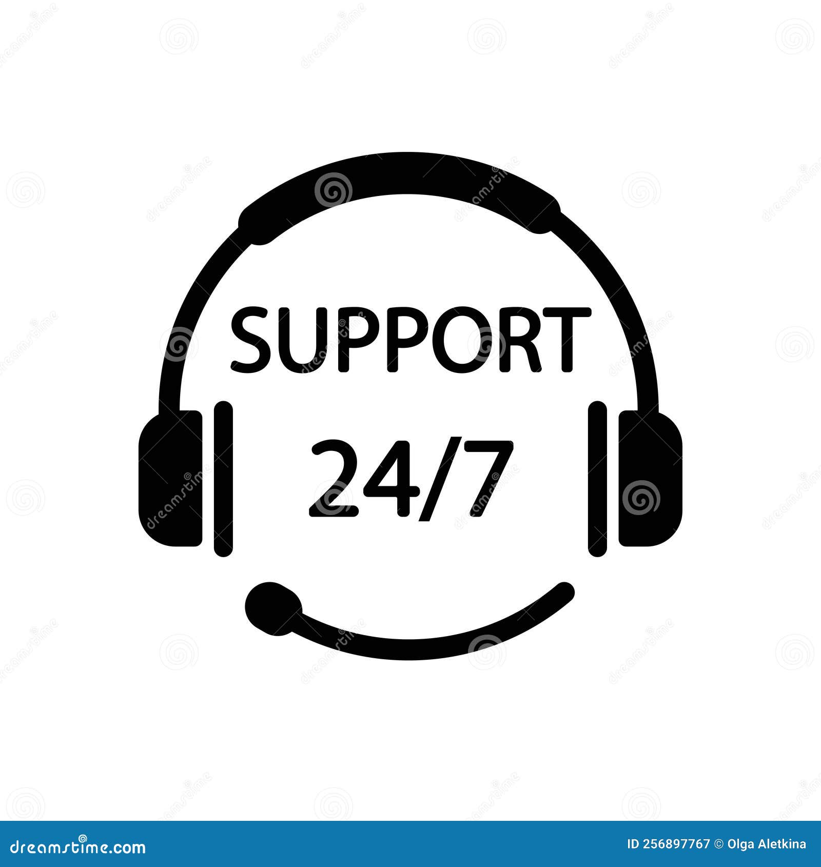 Support 24 Hours Flat Icon. Call Center Support Symbol with Headphone ...