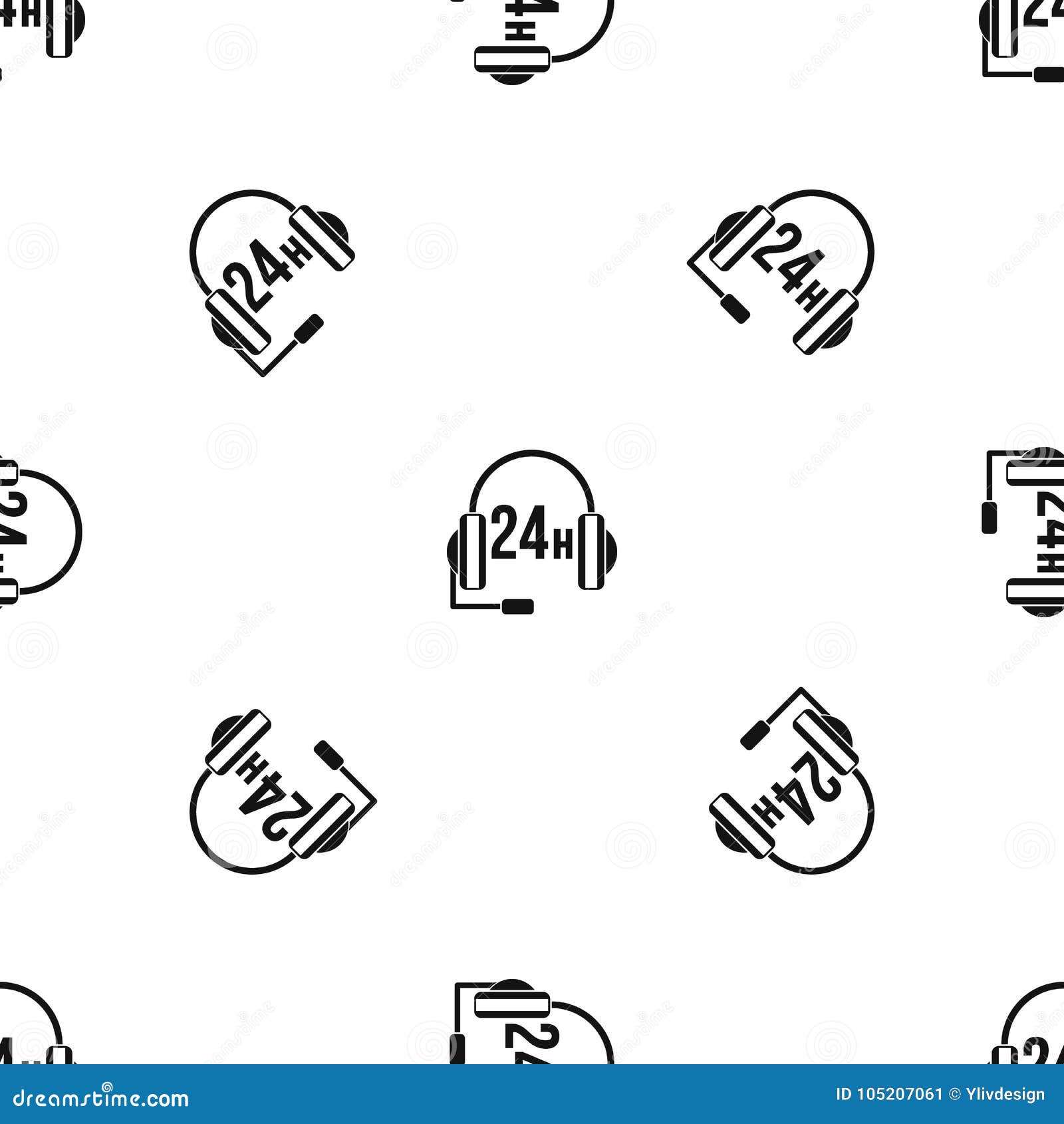 Support 24 Hours Pattern Seamless Black Stock Vector - Illustration of ...