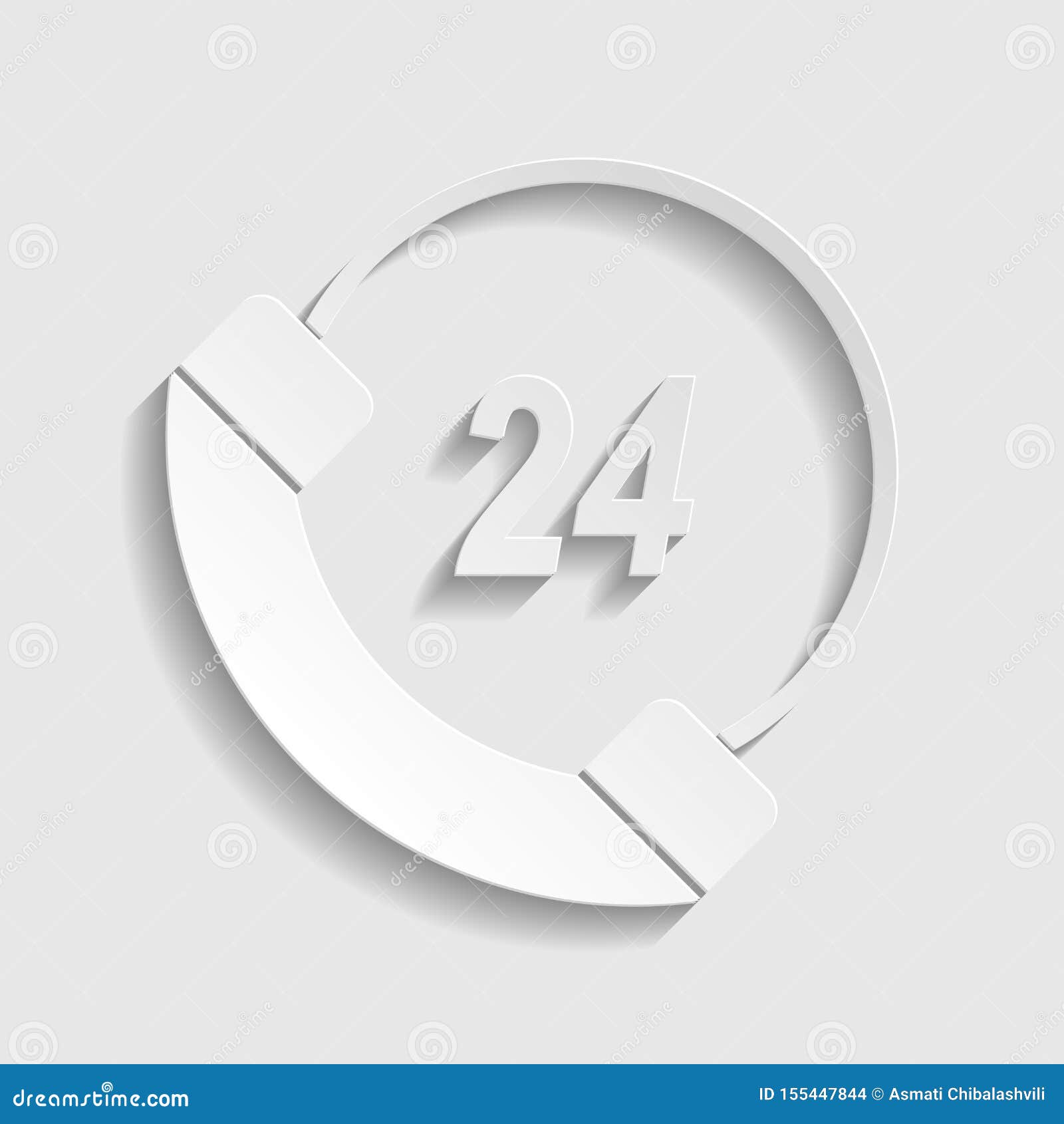 Support 24 Hours Sign. Paper Style Icon. Illustration Stock ...