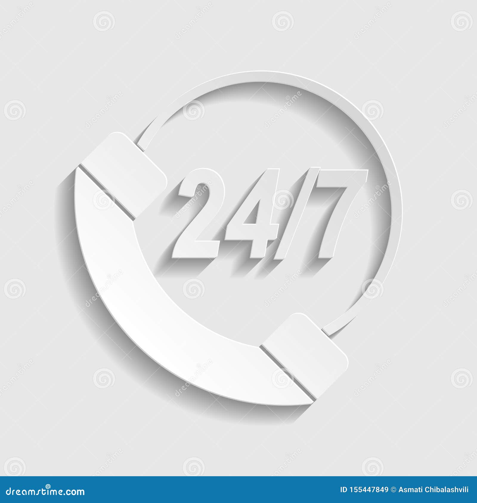 Support 24 Hours Sign. Paper Style Icon. Illustration Stock ...