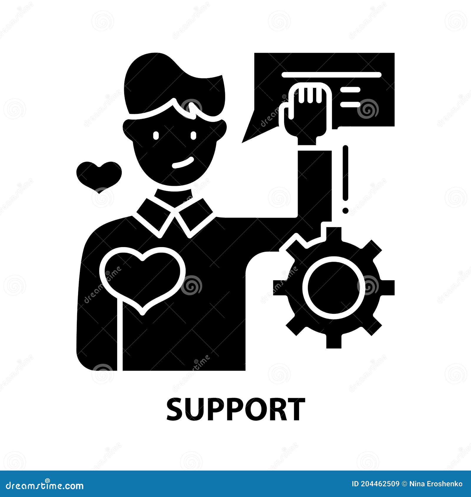 Support Icon, Black Vector Sign with Editable Strokes, Concept ...