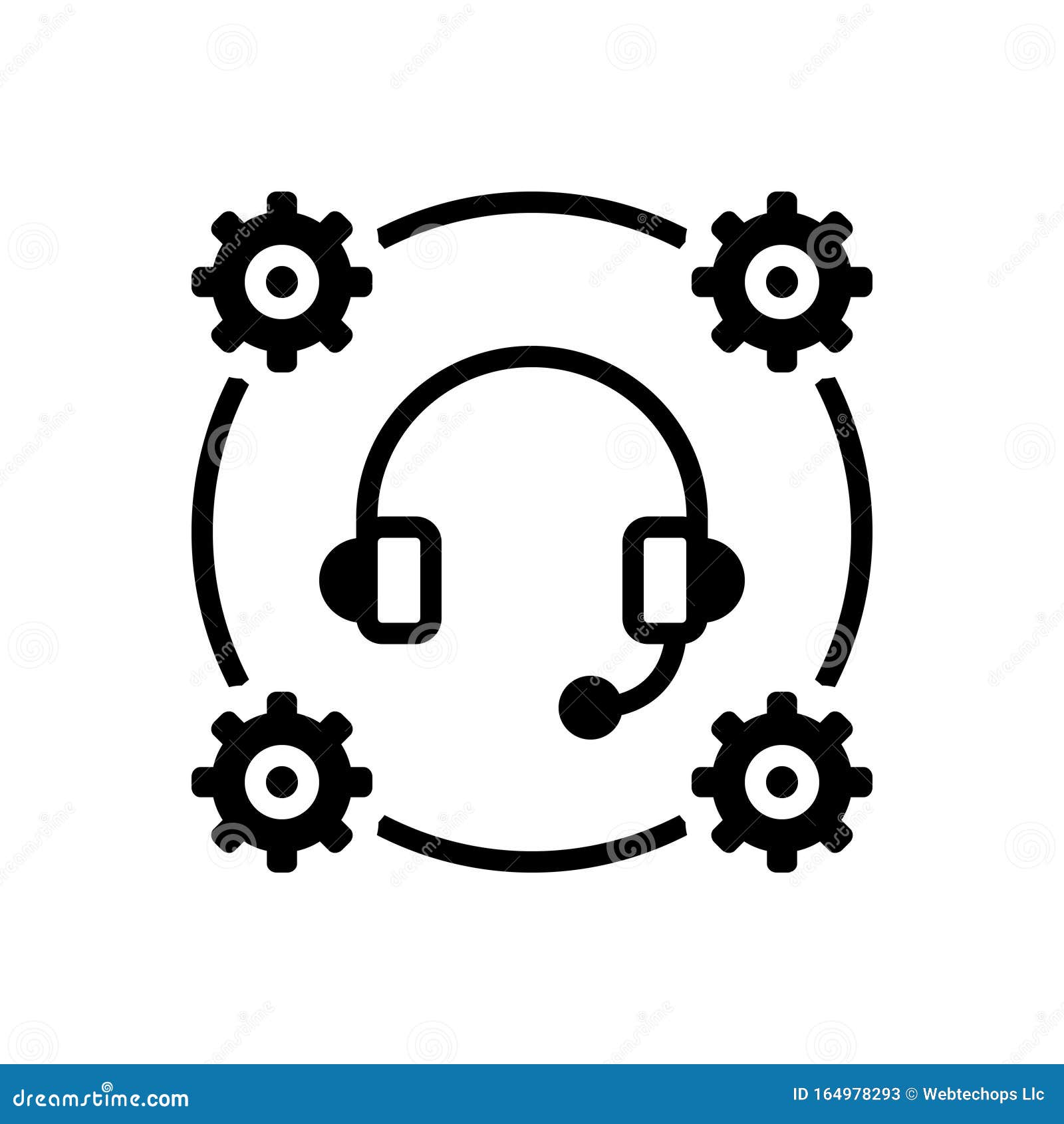 Black Line Icon for Support, Headset and Audio Stock Vector ...
