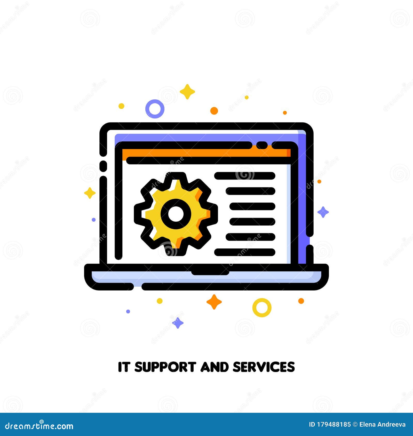 It Support Icon with Laptop and Gear for Computer Repair Services or ...