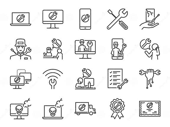 It Support Icon Set. Included the Icons As Tech Support, Technician ...