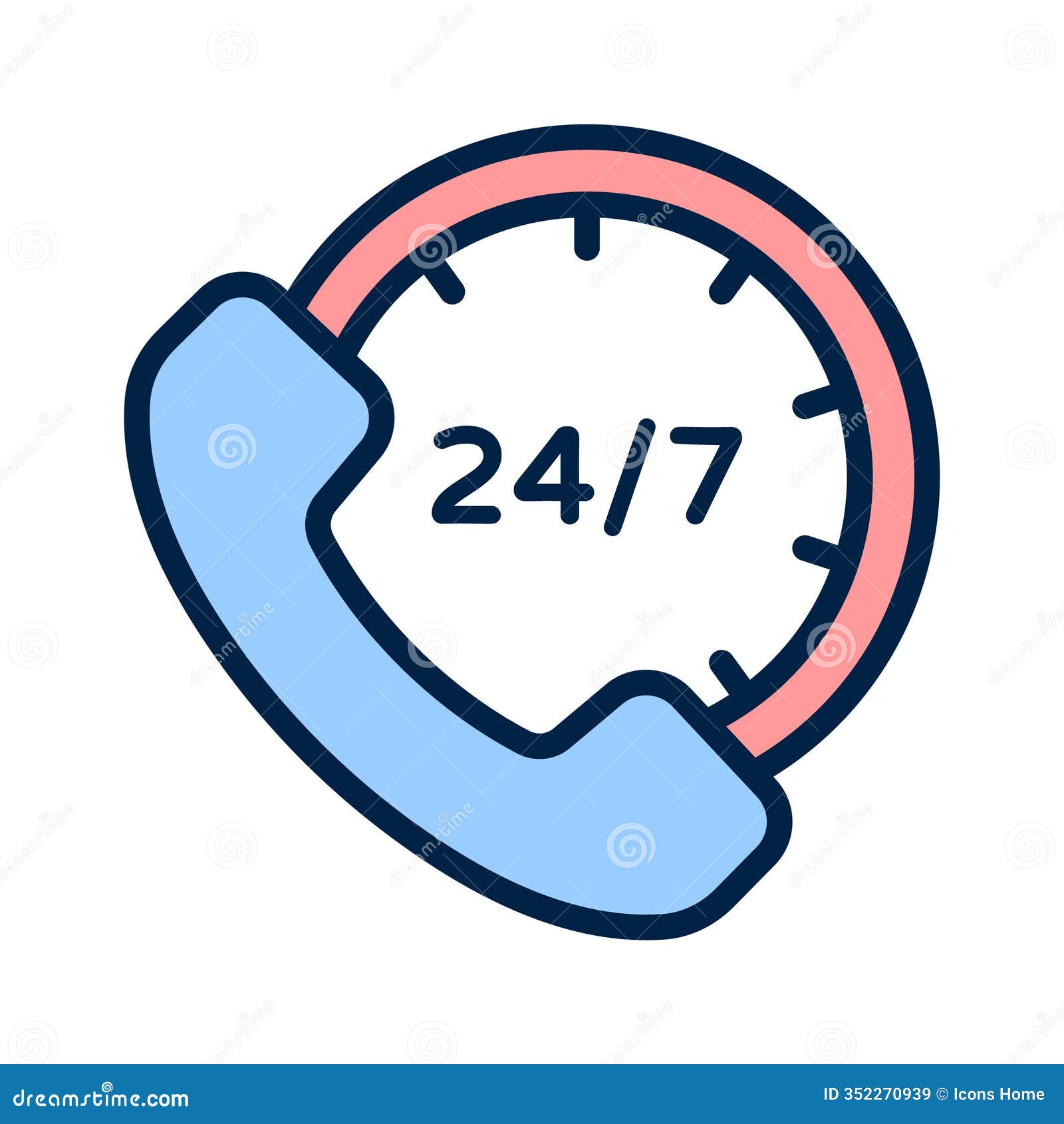24 7 Support Icon Symbolizing Round the Clock Customer Communication ...