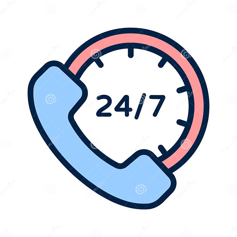 24 7 Support Icon Symbolizing Round the Clock Customer Communication ...