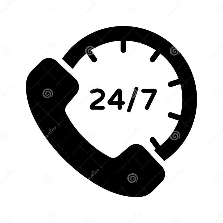 24 7 Support Icon Symbolizing Round the Clock Customer Communication ...