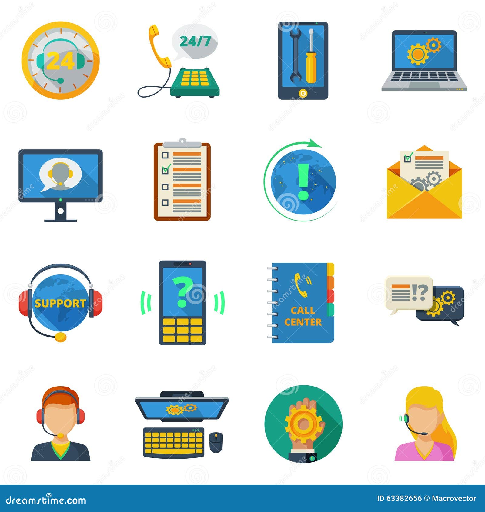 Support icons flat set stock vector. Illustration of information - 63382656