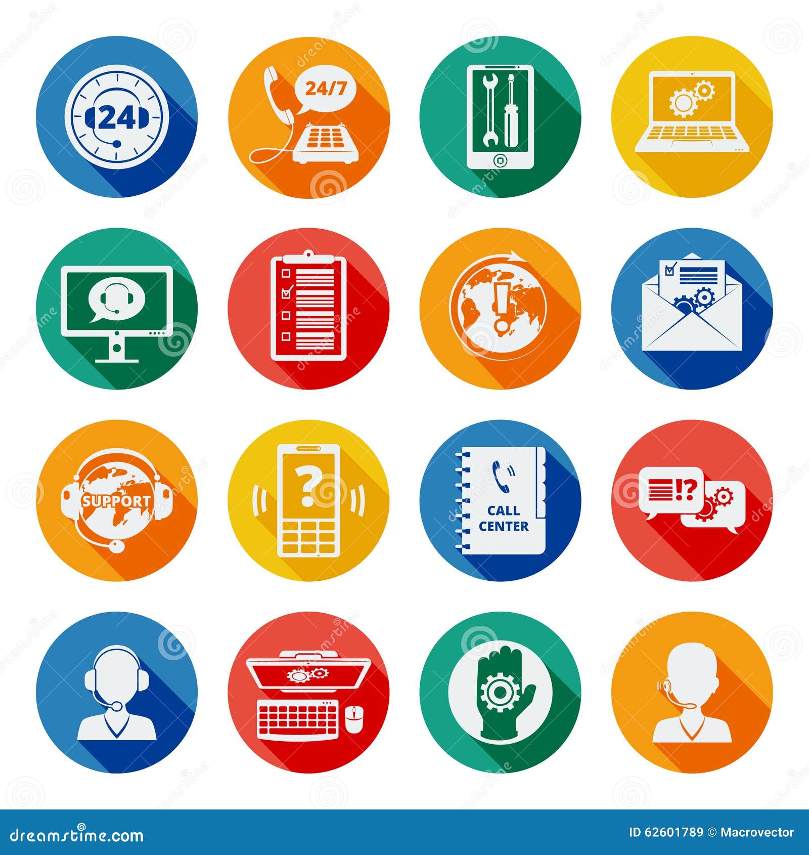 Support icons flat set stock vector. Illustration of call - 62601789