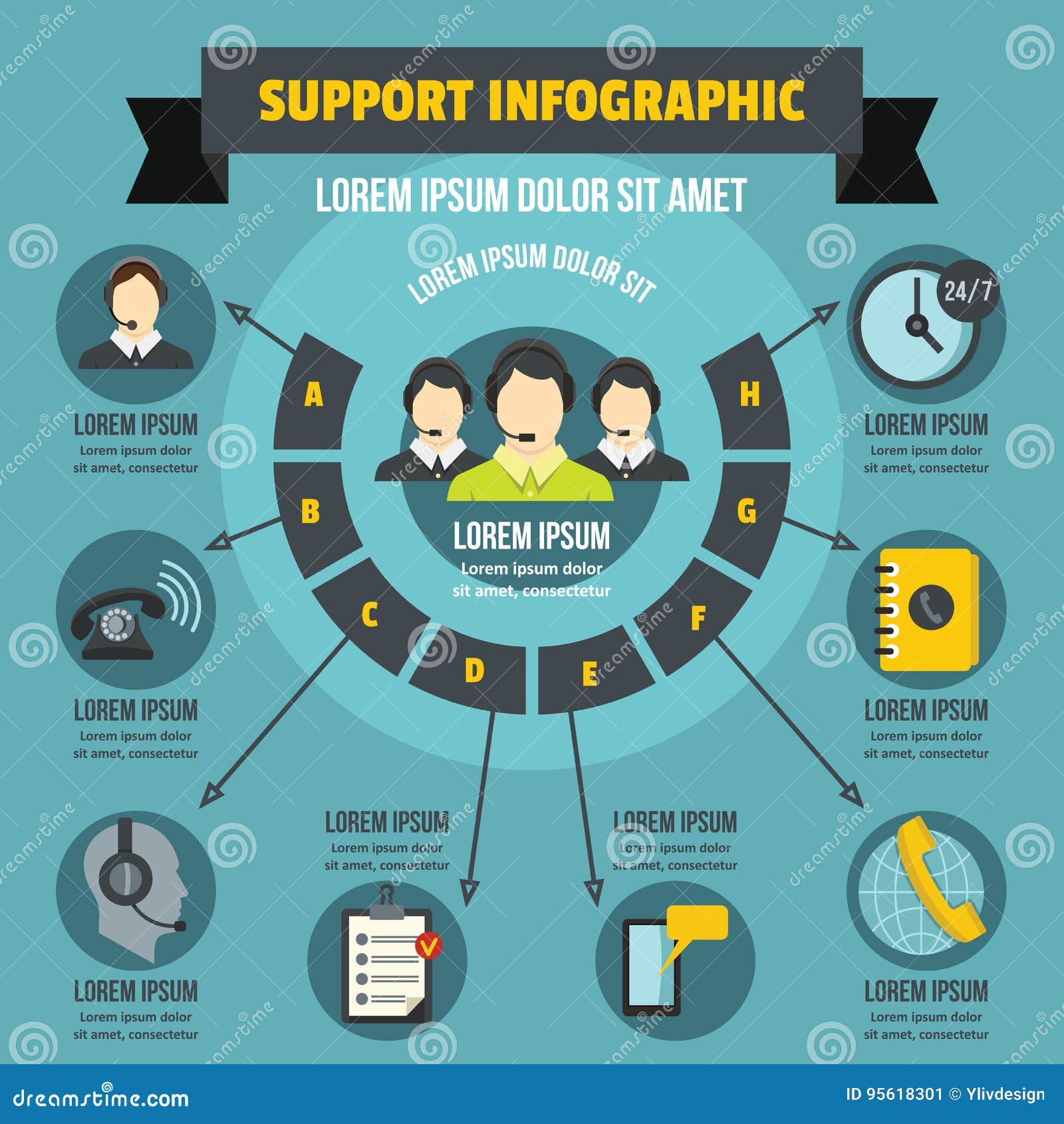Support Infographic Concept, Flat Style Stock Vector - Illustration of ...
