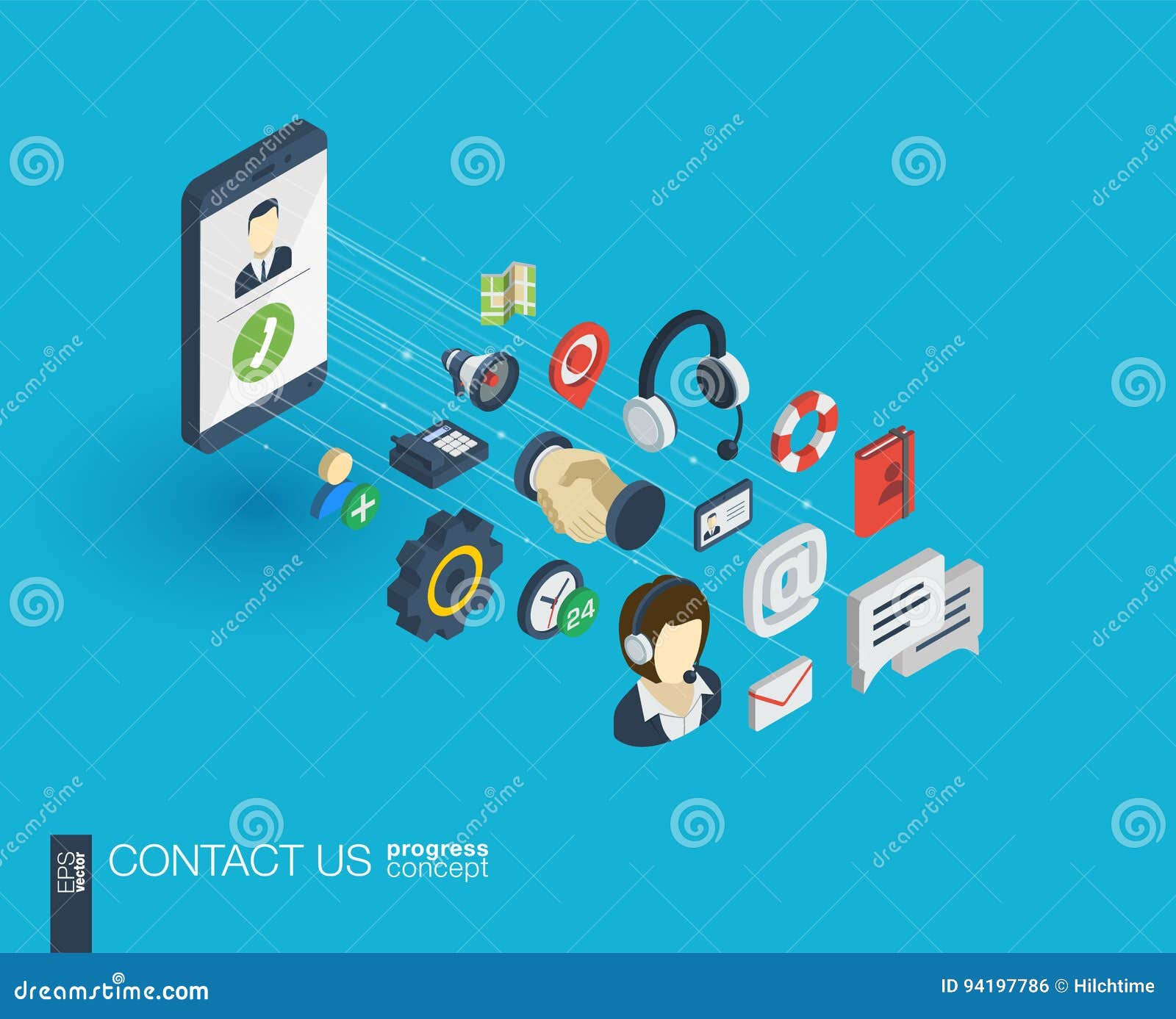 Support Integrated 3d Web Icons. Growth and Progress Concept Stock ...