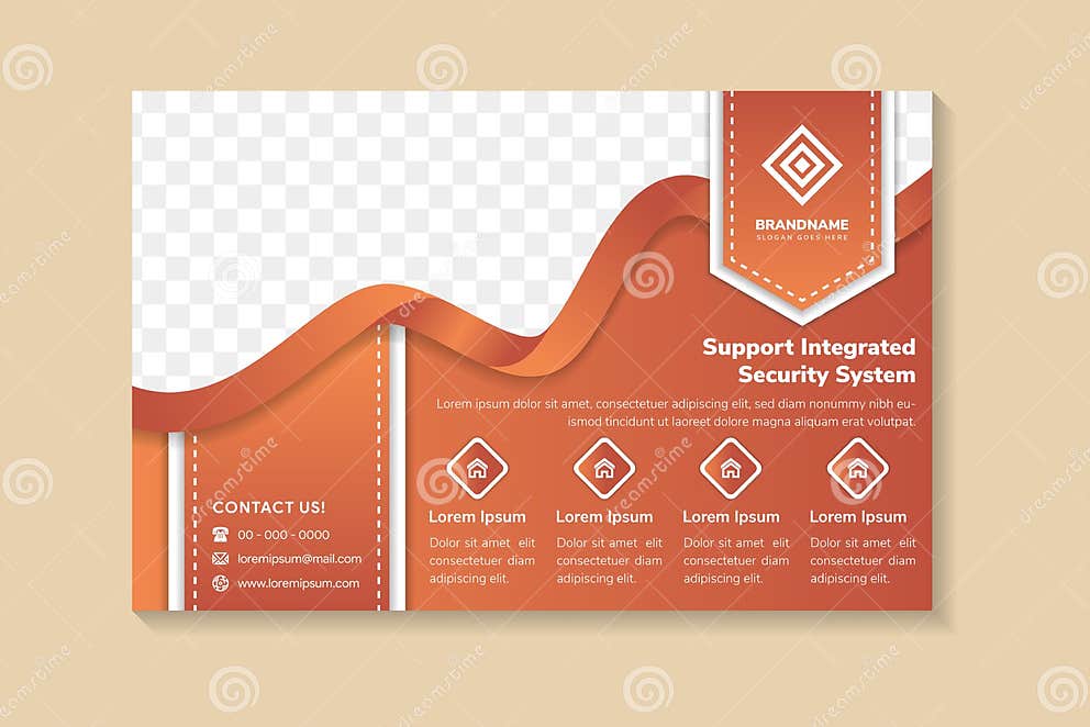 Support Integrated Security System Flyer Design Template Use Horizontal Layout Stock Vector ...