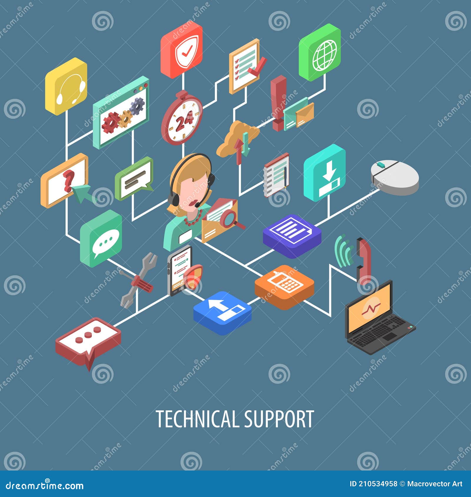 Support Isometric Concept stock vector. Illustration of equipment ...