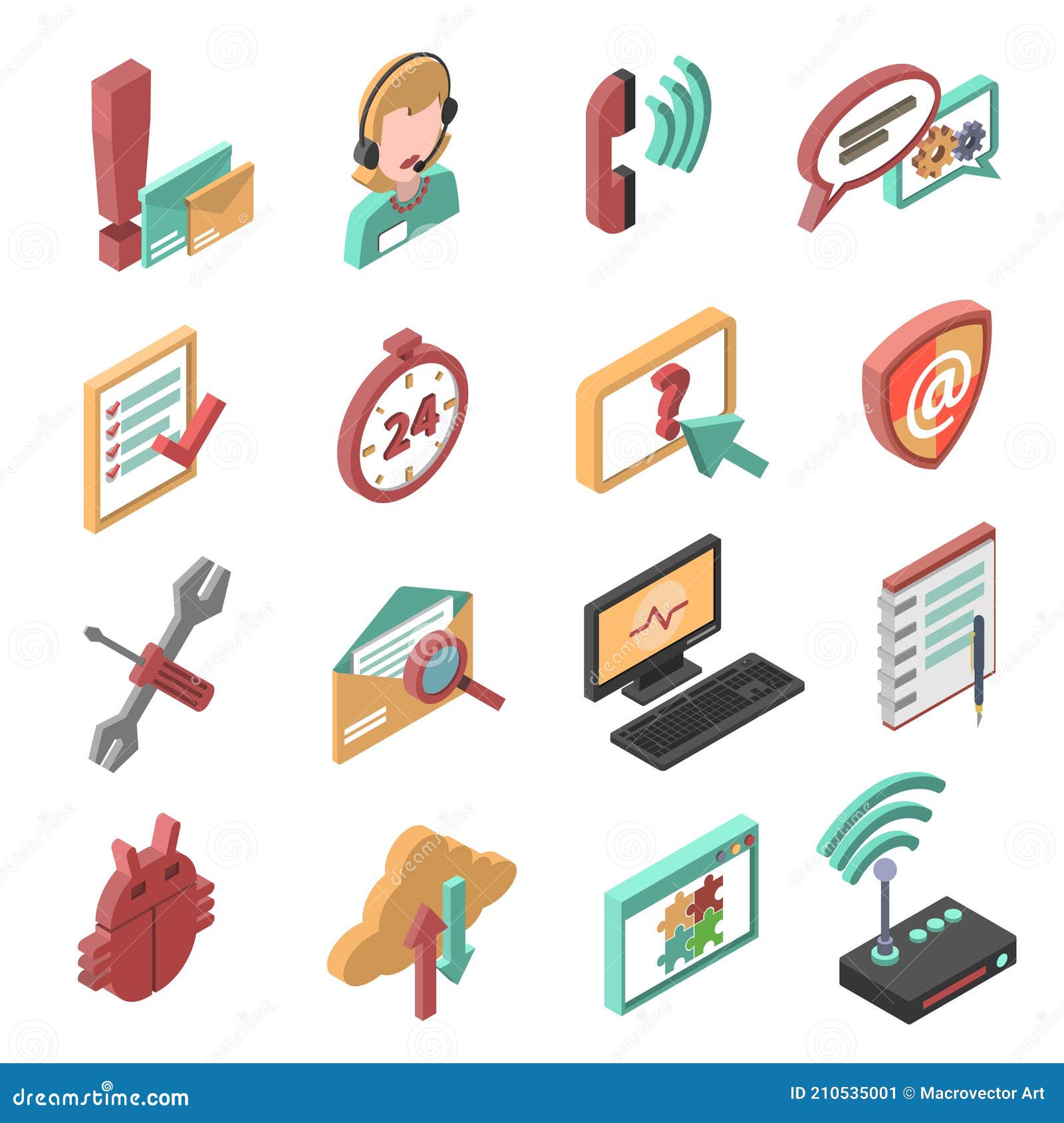 Support Isometric Icons Set Stock Vector - Illustration of collection ...