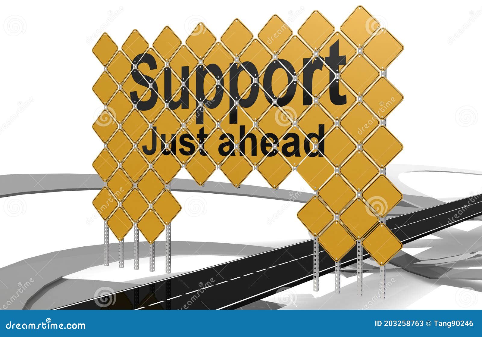 Support Just Ahead Word On Giant Yellow Road Signs Royalty-Free Stock ...