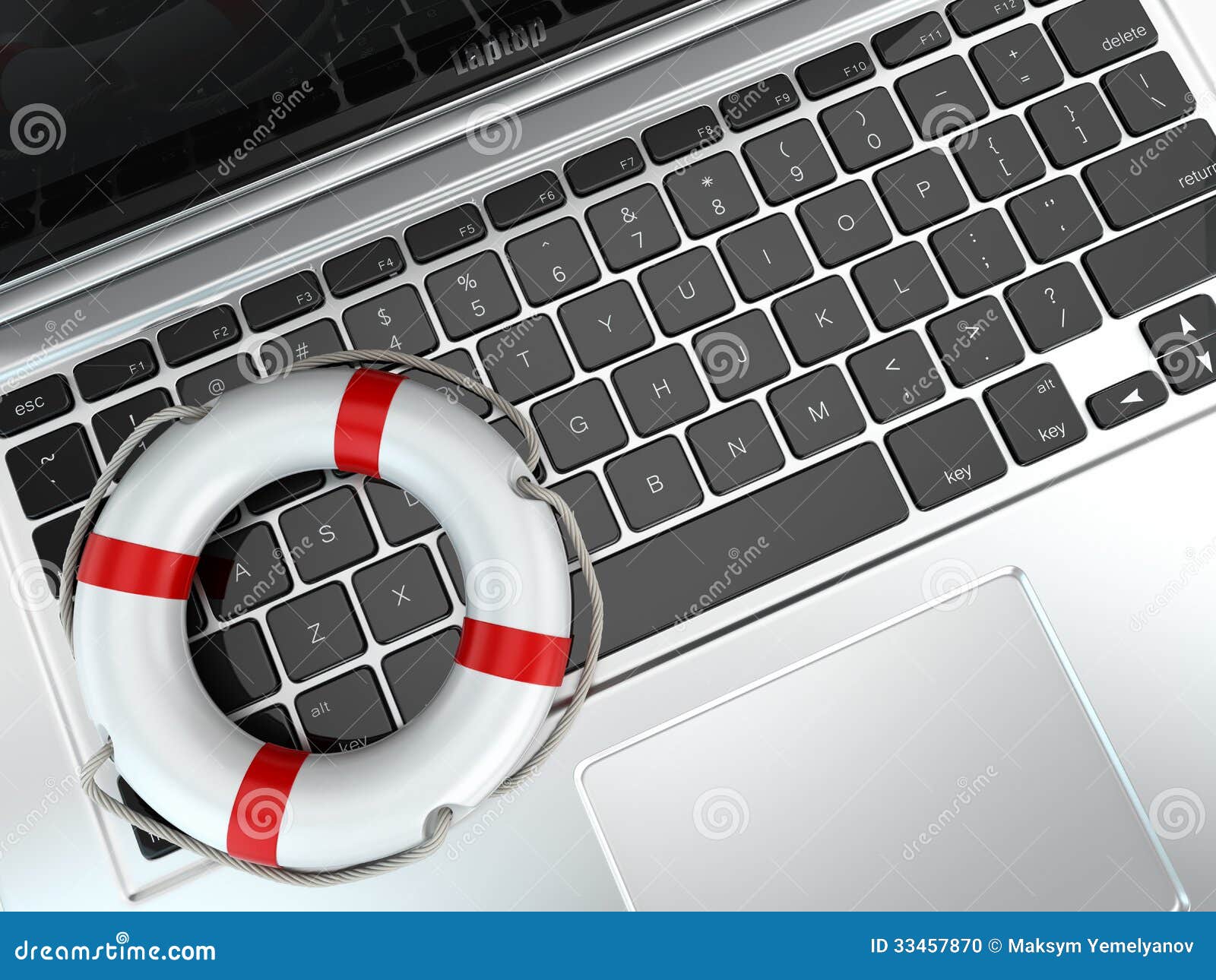 Support. Laptop and Life Preserver for First Help Stock Illustration ...