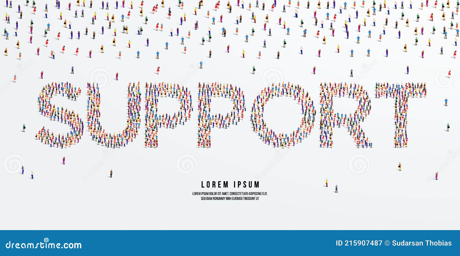 Support. Large Group of People Form To Create Support Stock Vector ...