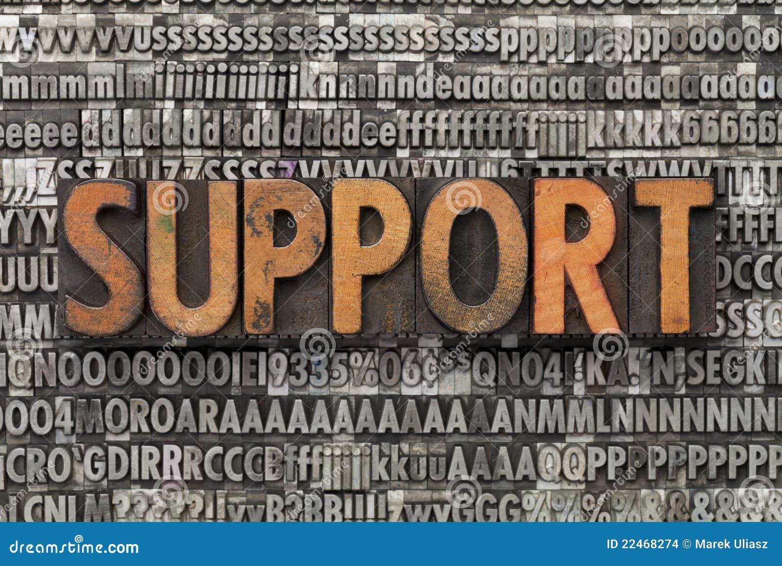 Support in Letterpress Type Stock Photo - Image of text, grain: 22468274