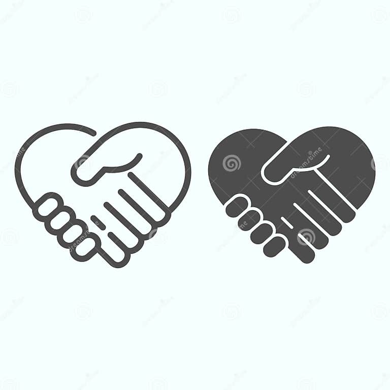 Support Line and Solid Icon. Handshaking Forming a Heart Vector ...
