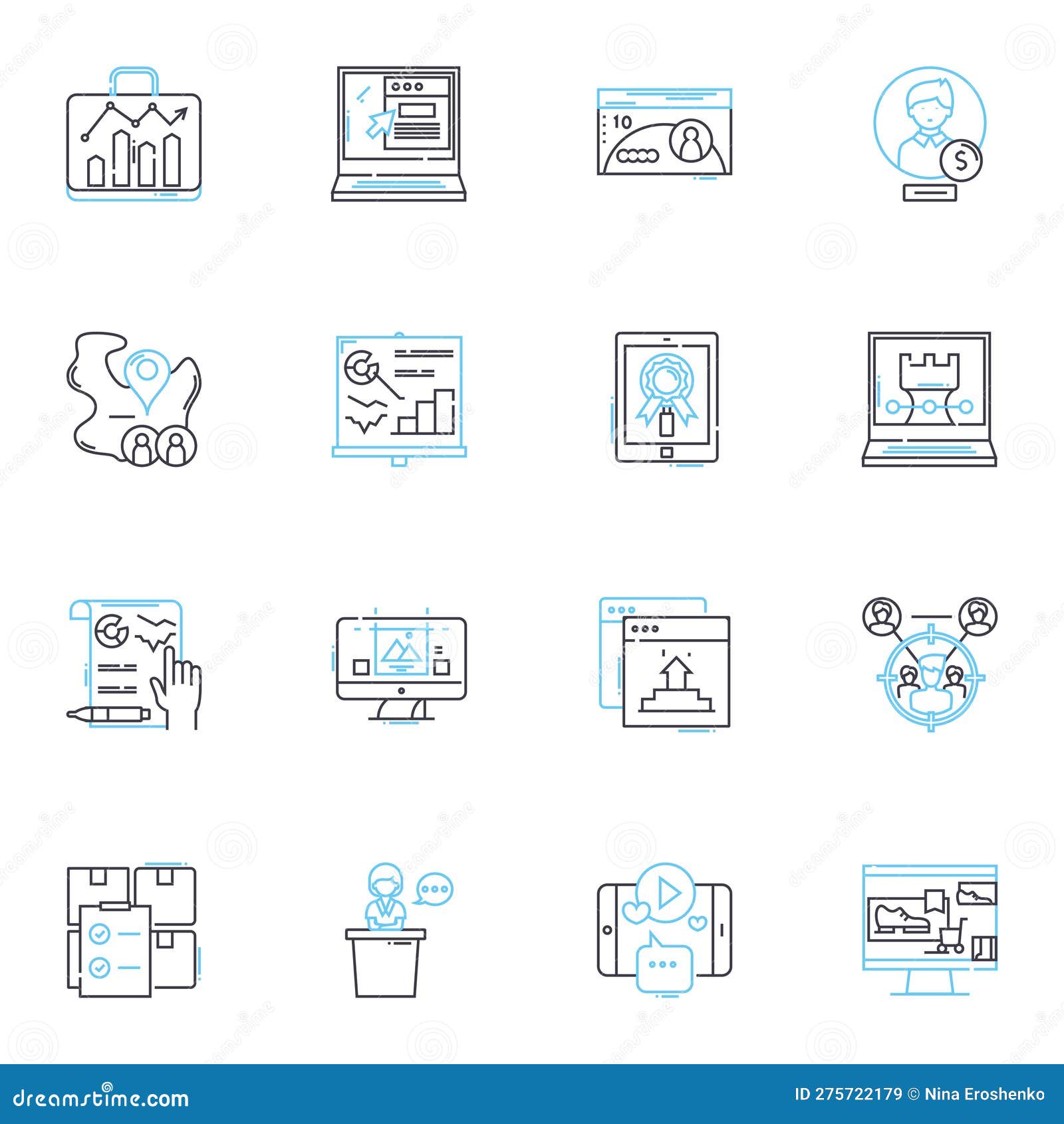 It Support Linear Icons Set. Technical, Nerk, Cybersecurity, Troubleshooting, Software, Hardware ...