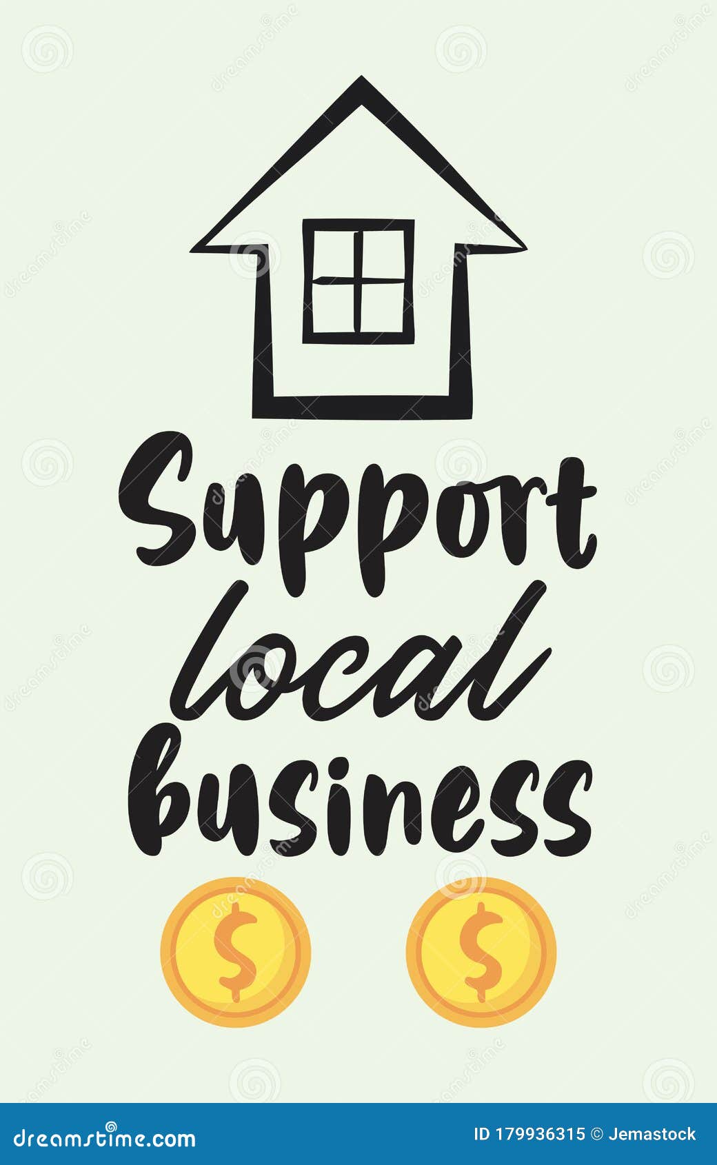 Support Local Business Poster with Front Facade Stock Vector ...