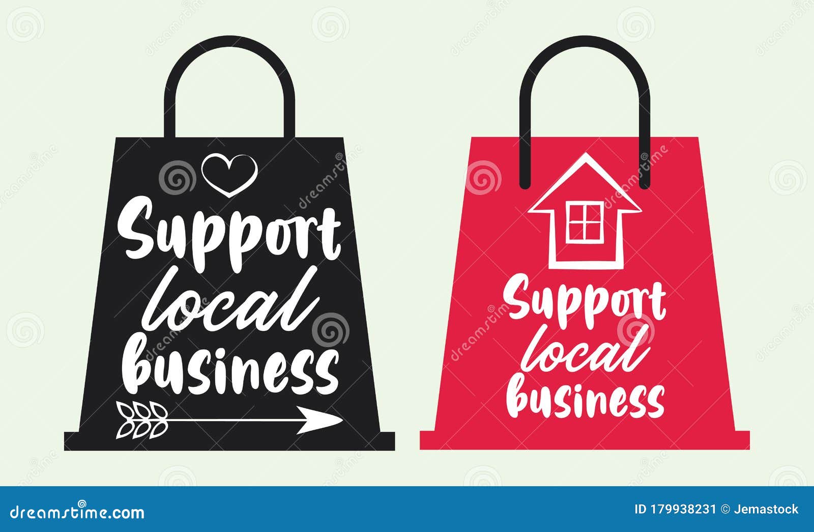 Support Local Business Poster with Shopping Bag Stock Vector ...