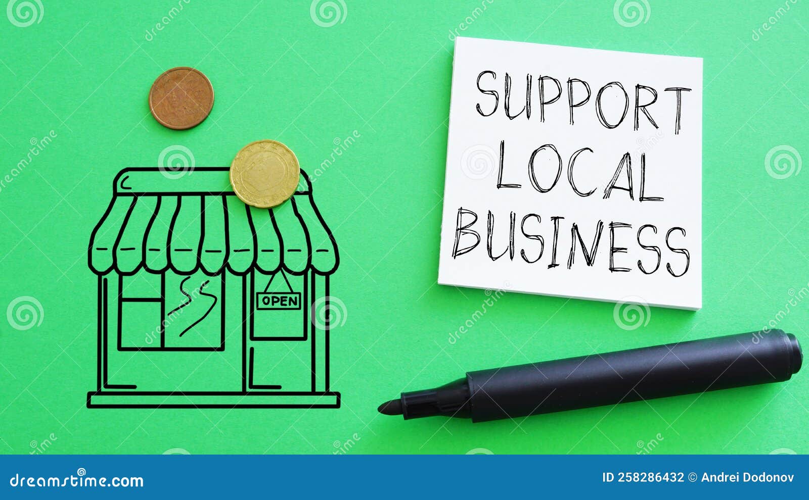 Support Local Business is Shown Using the Text Stock Photo - Image of ...