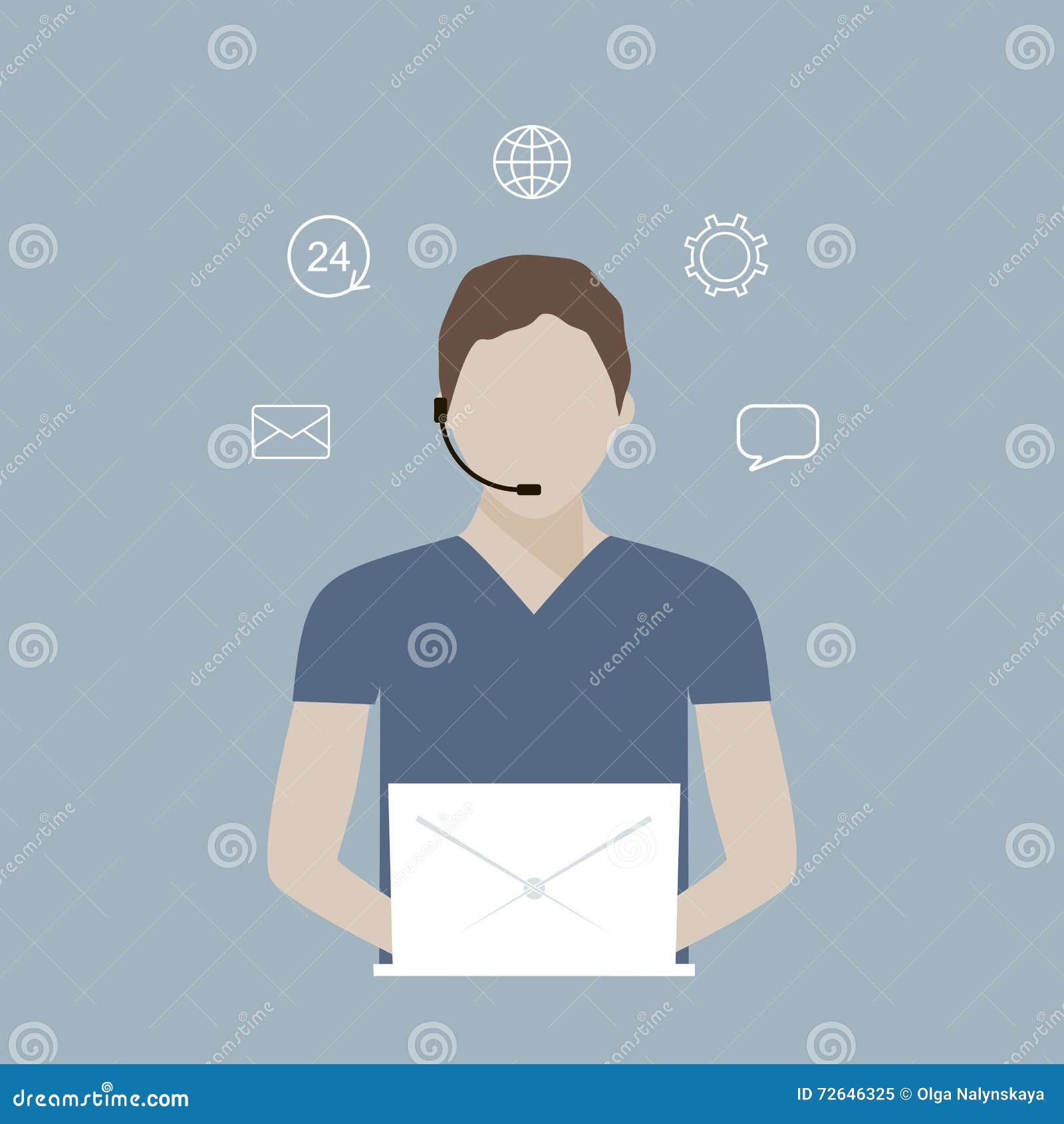 Support Man Operator stock vector. Illustration of internet - 72646325