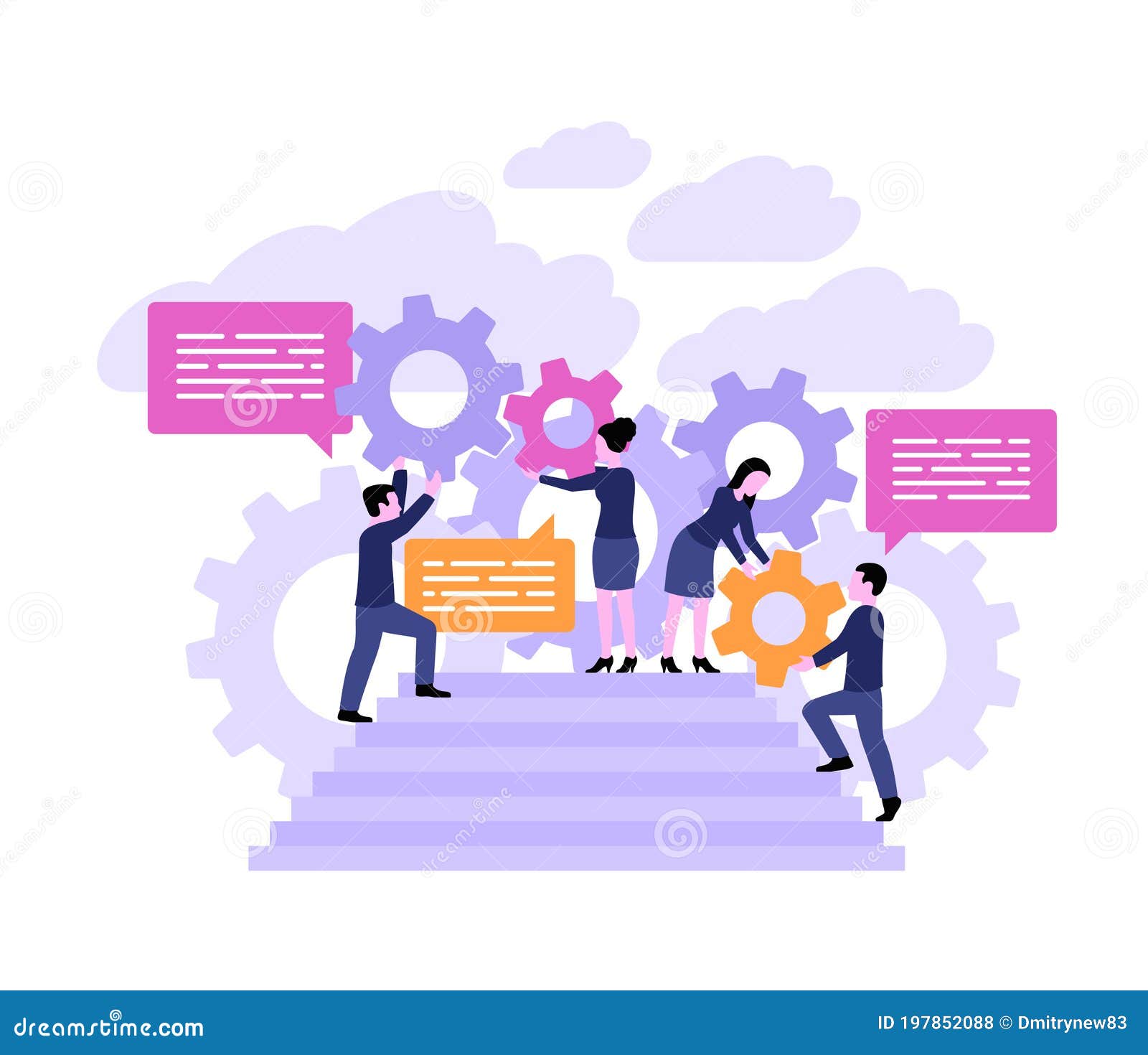 Support Management and Business Working Process Stock Vector ...