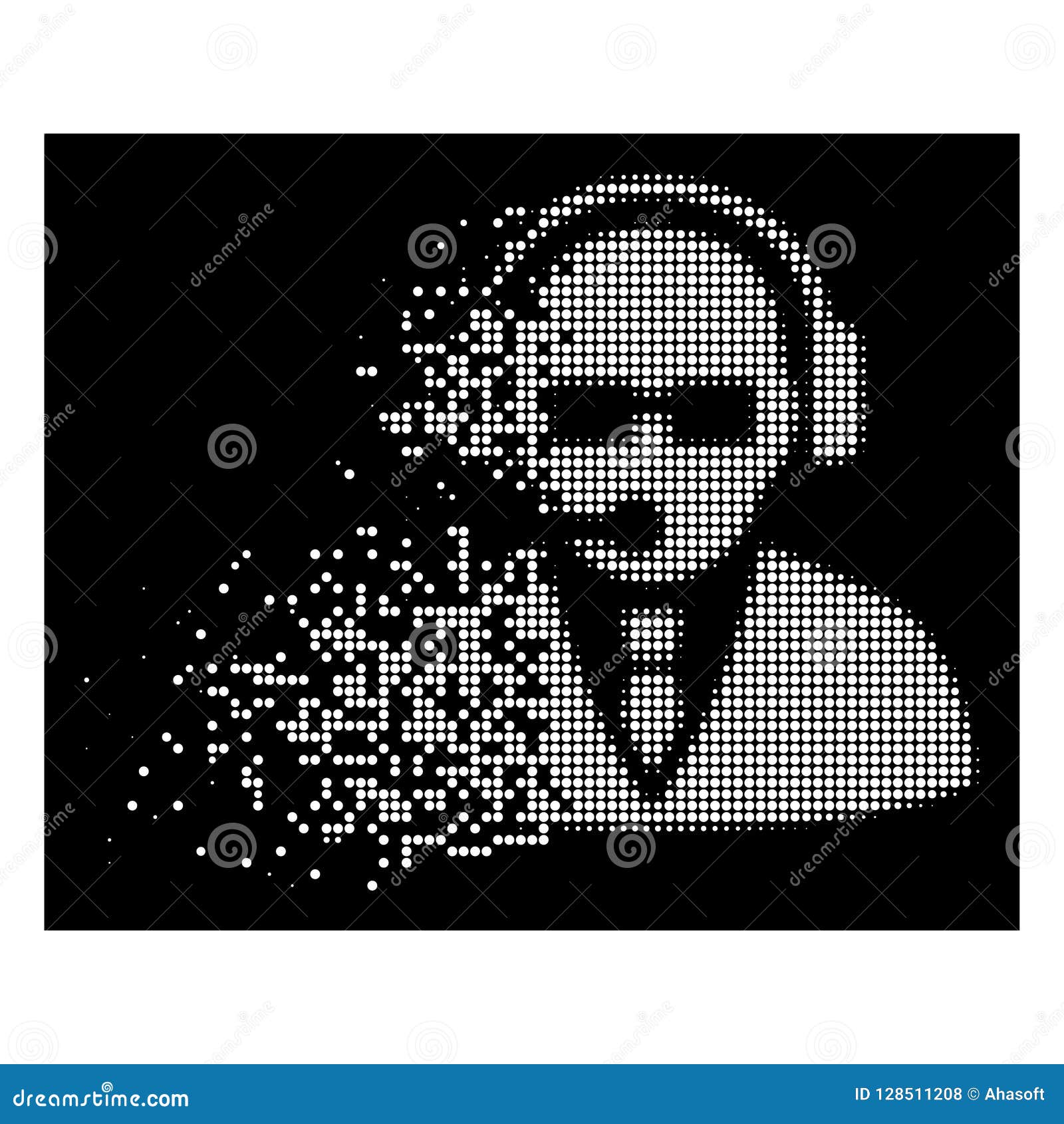 White Moving Pixelated Halftone Support Manager Icon Stock Vector ...