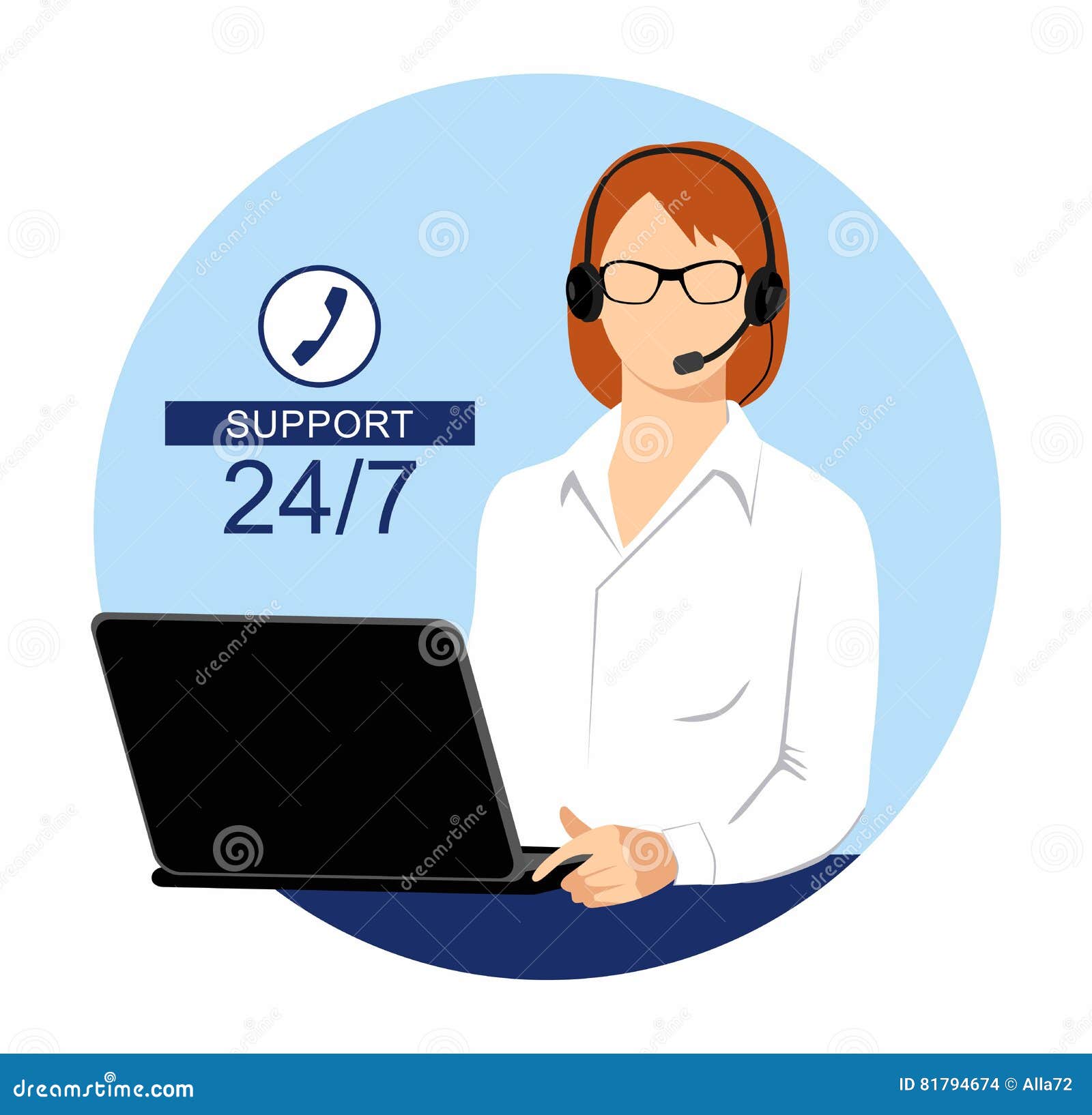 Support Manager. Vector Illustration. Isolated on White Background ...