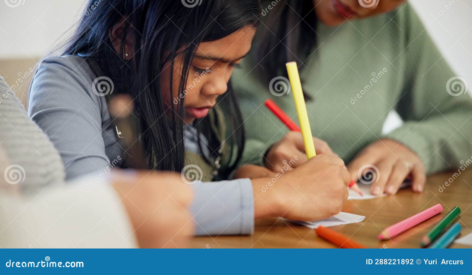 Support, Mother and Learning Child Drawing, Creative Art and Study for ...