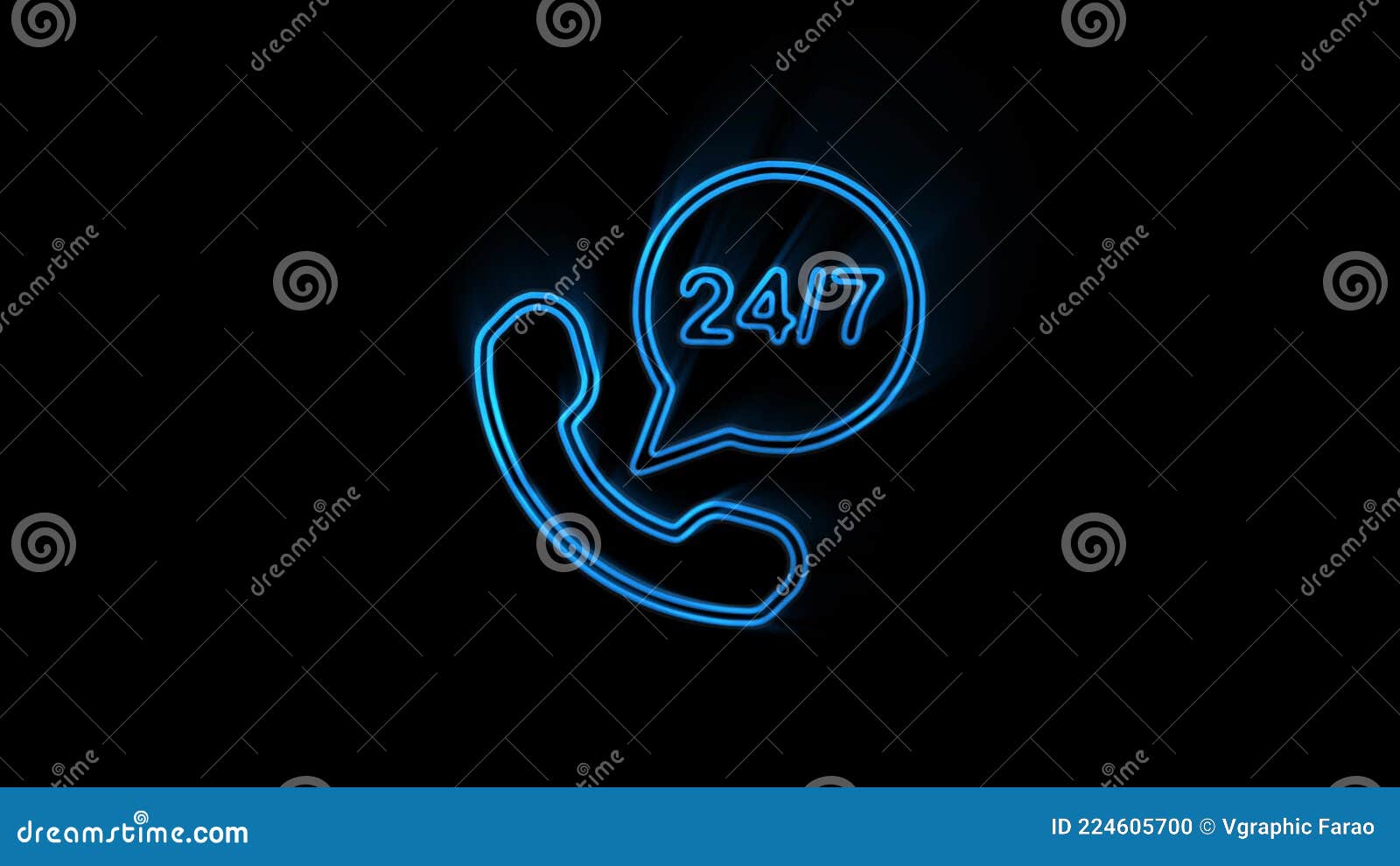 24 7 Support on Neon Sign. Night Bright Advertisement. Motion Graphics ...