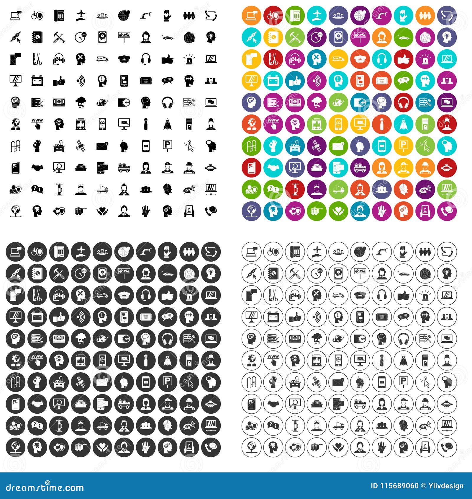100 Support Network Icons Set Vector Variant Stock Vector ...